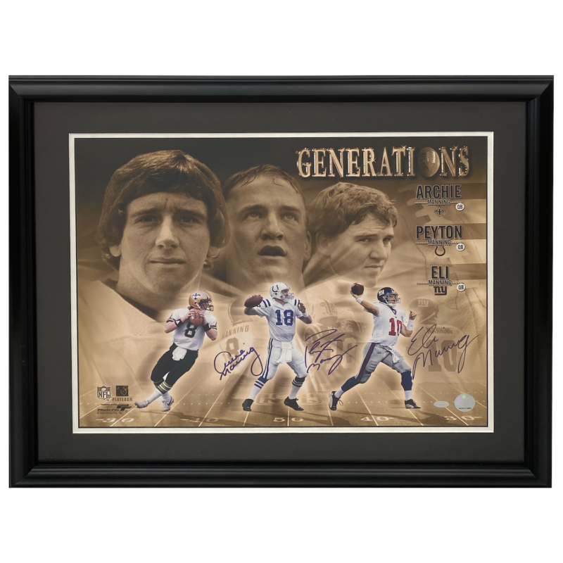 Peyton, Eli & Archie Manning Autographed "Generations" 16" x 20" Frame ...
