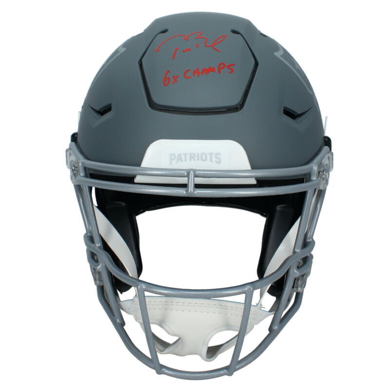 Tom Brady Signed "6x Champs" Patriots Slate SpeedFlex Helmet Fanatics ...