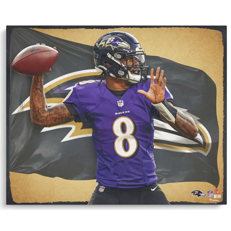 Lamar Jackson Unsigned 16" x 20" Artist Brian Konnick Photo Print Fana ...