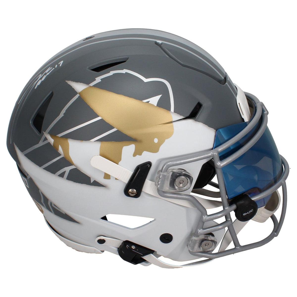 Josh Allen Autographed Ripped Bills Authentic Speed Flex Slate Helmet ...